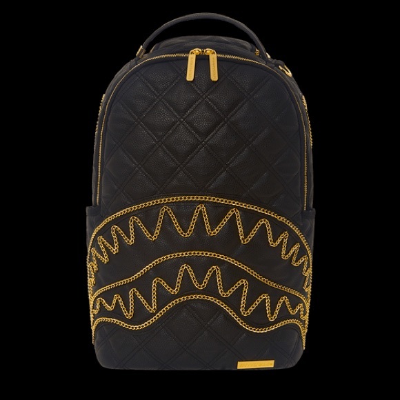 Sprayground | Bags | Sprayground Noir Quilt Gold Chain Sharkmouth ...
